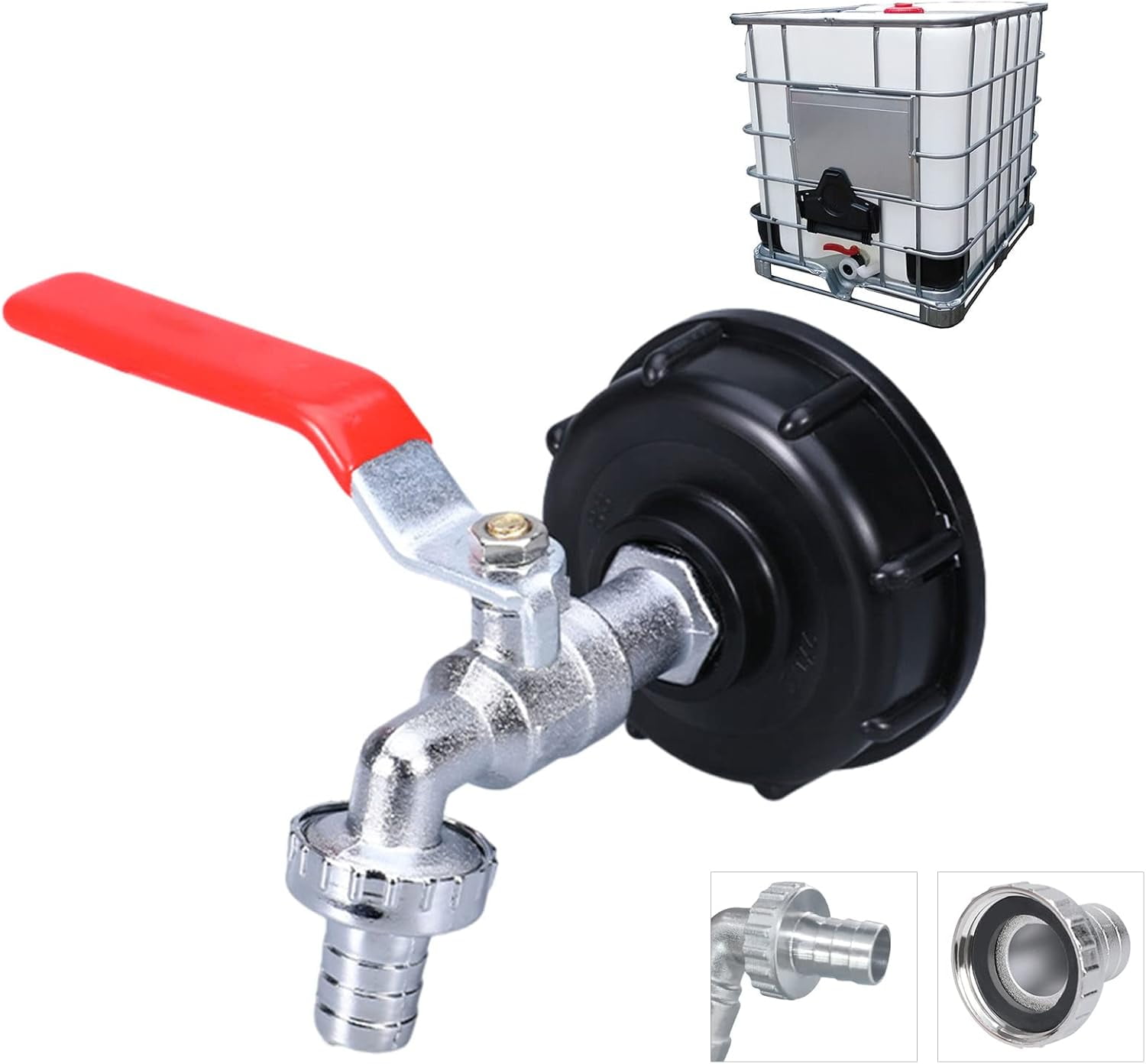 IBC Tote Tank Adapter, Garden Hose Connector For 275-330 Gallon ...