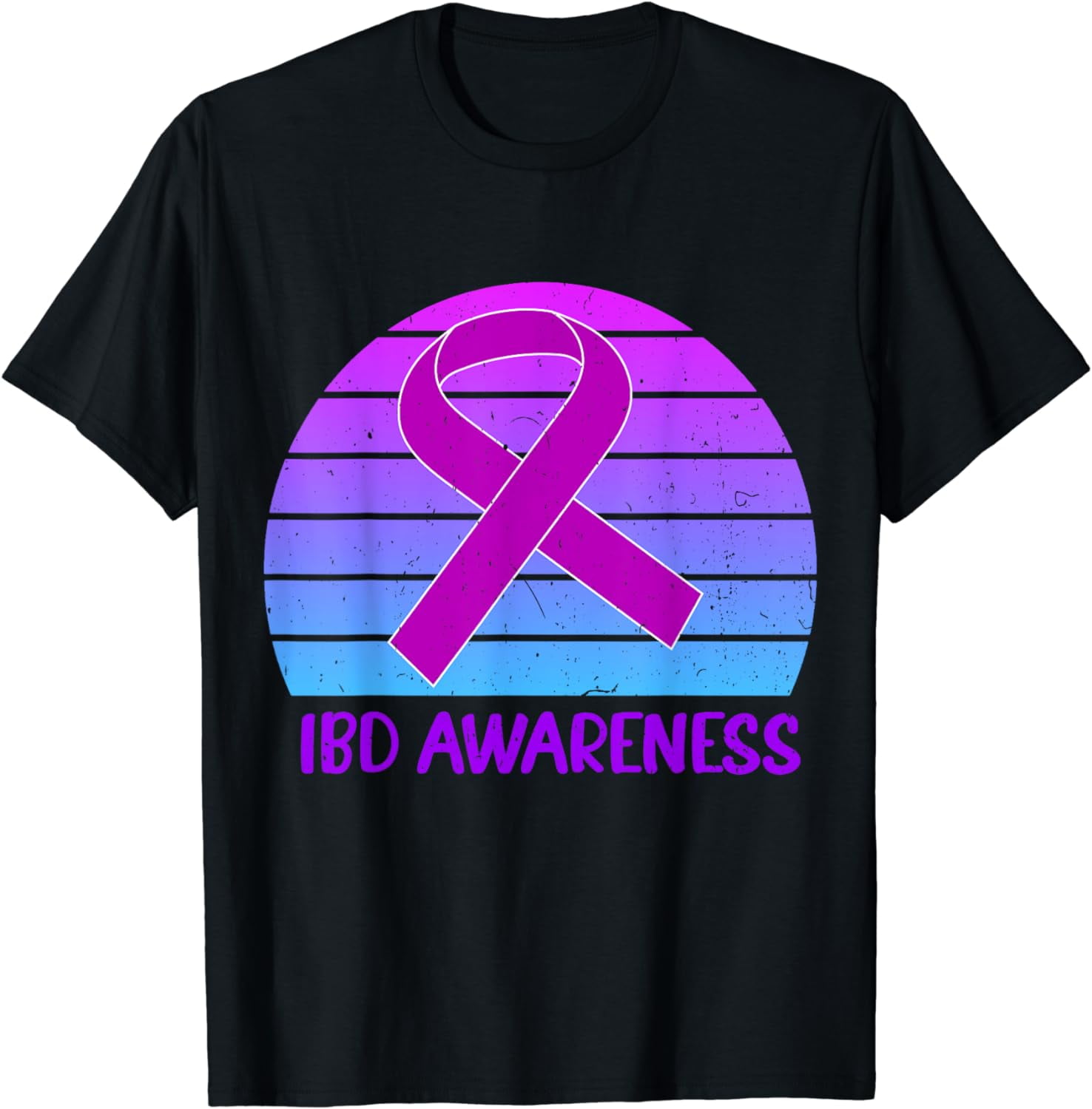 IBD Awareness Crohn's And Colitis Purple Vintage Ribbon T-Shirt ...