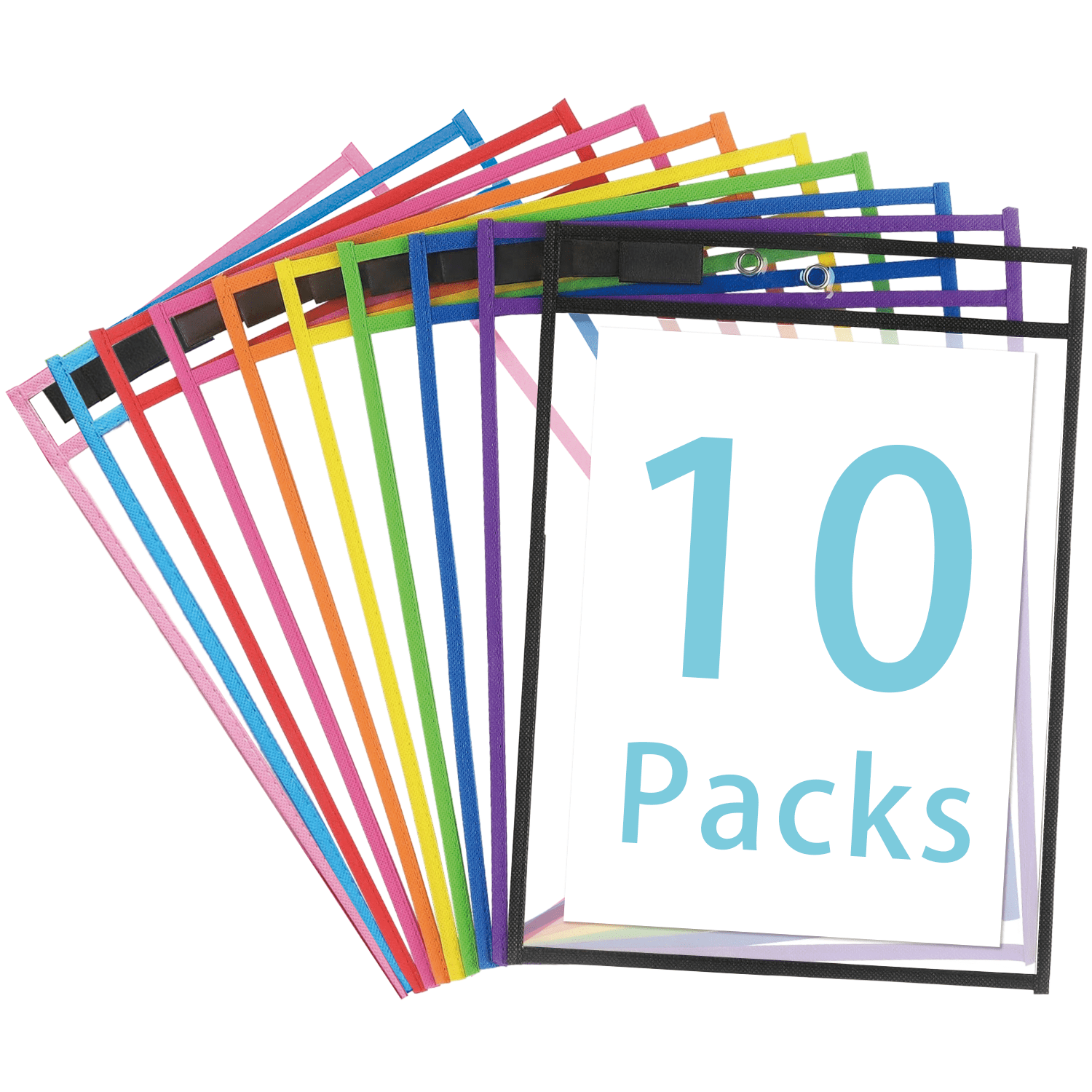 Ibeedow 10 Pack Dry Erase Pockets, 10 x 14 Inch Reusable Clear Plastic ...