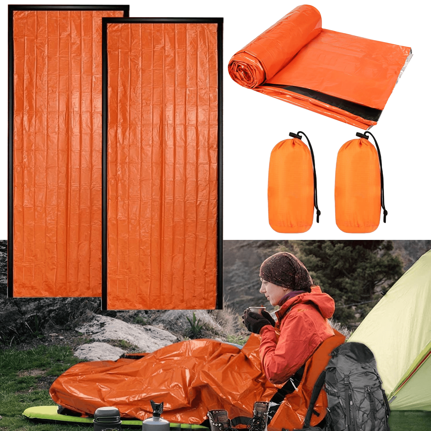 Ibeedow Emergency Sleeping Bag Waterproof Mylar Thermal Blanket Camping ...