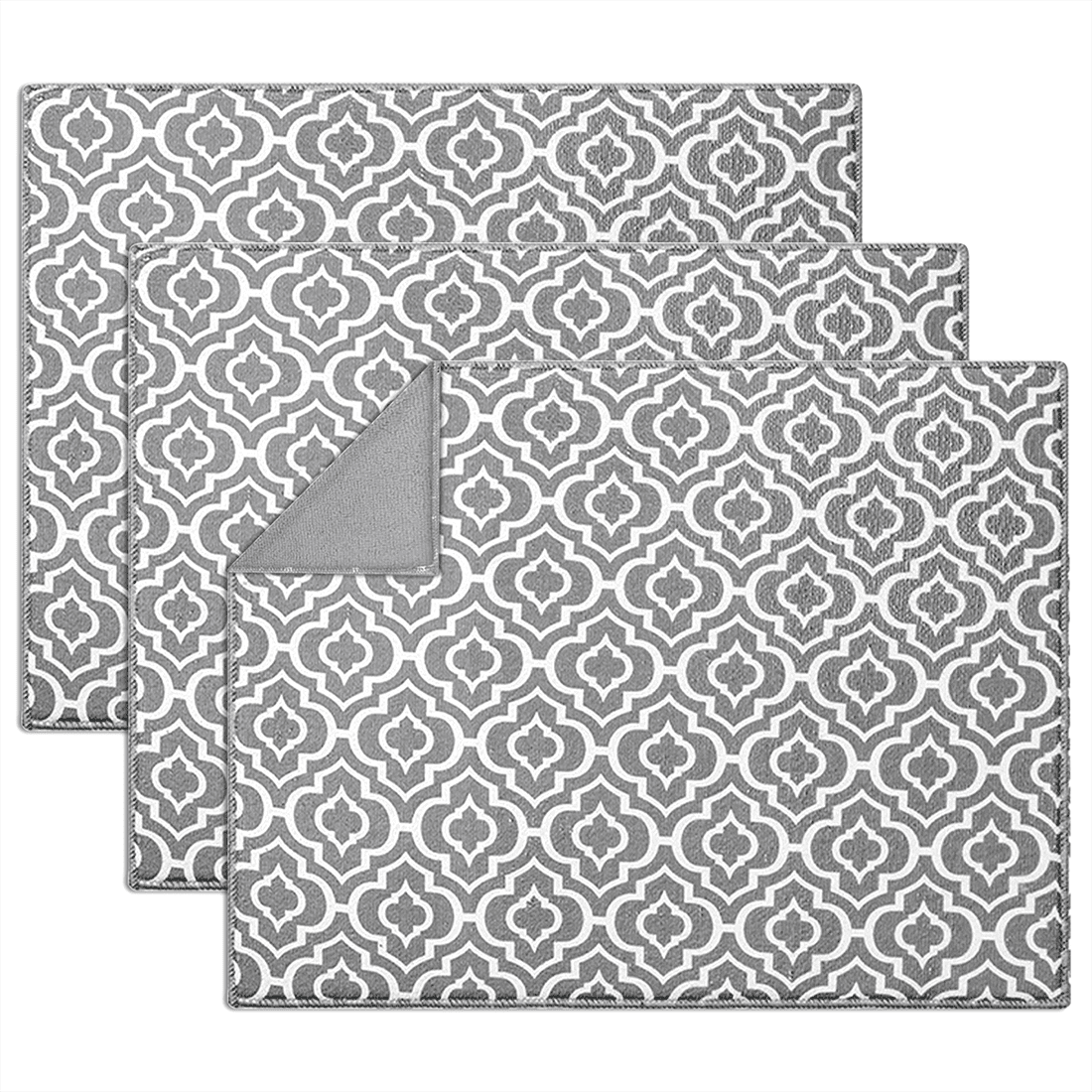 IBEEDOW 3 Pack Dish Drying Mat, Large 15 x 20 inch Absorbent Microfiber ...