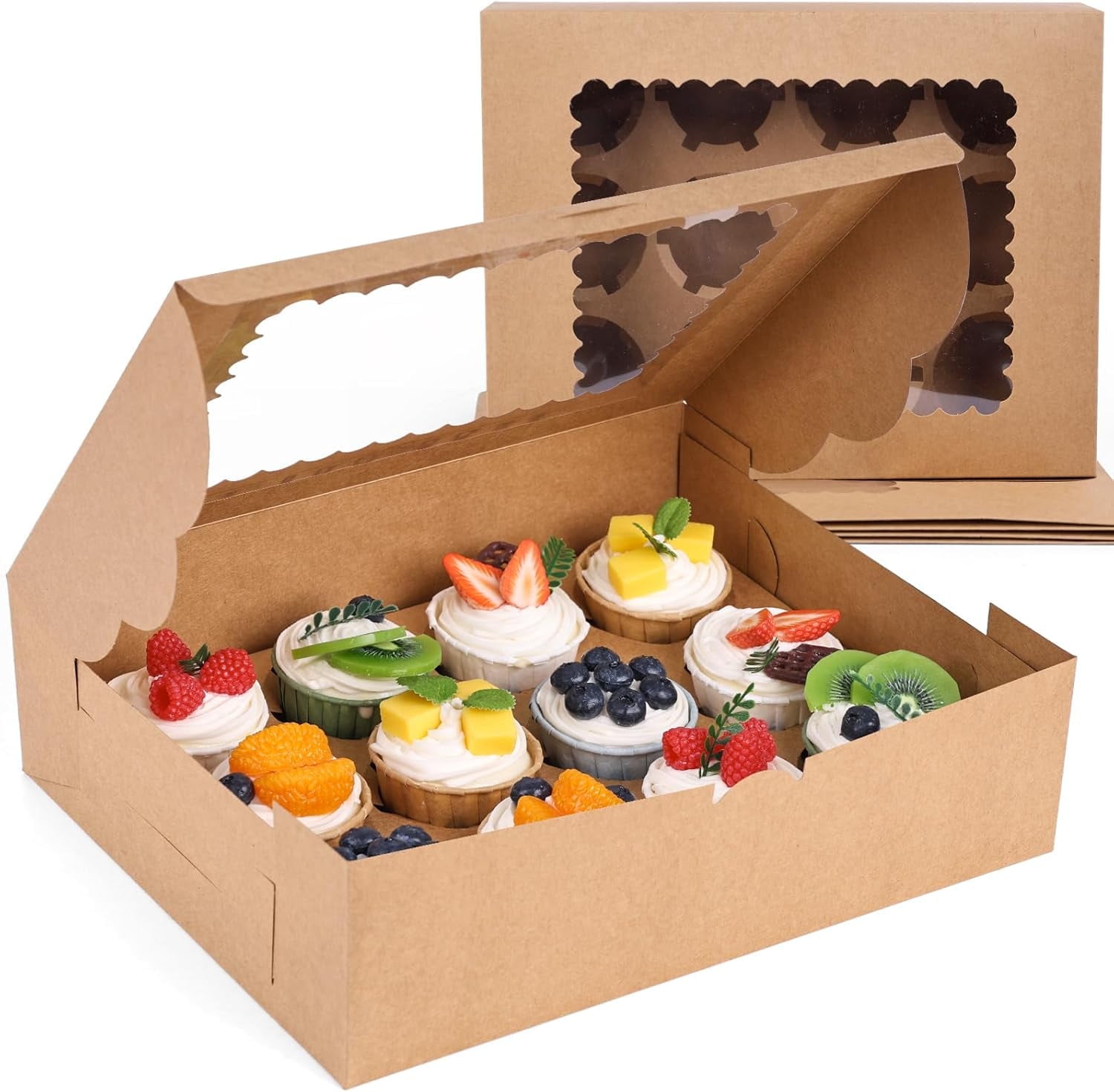 IBEEDOW 6 Pack Cupcake Boxes Hold 12 Standard Cupcakes, Cupcake Carrier ...