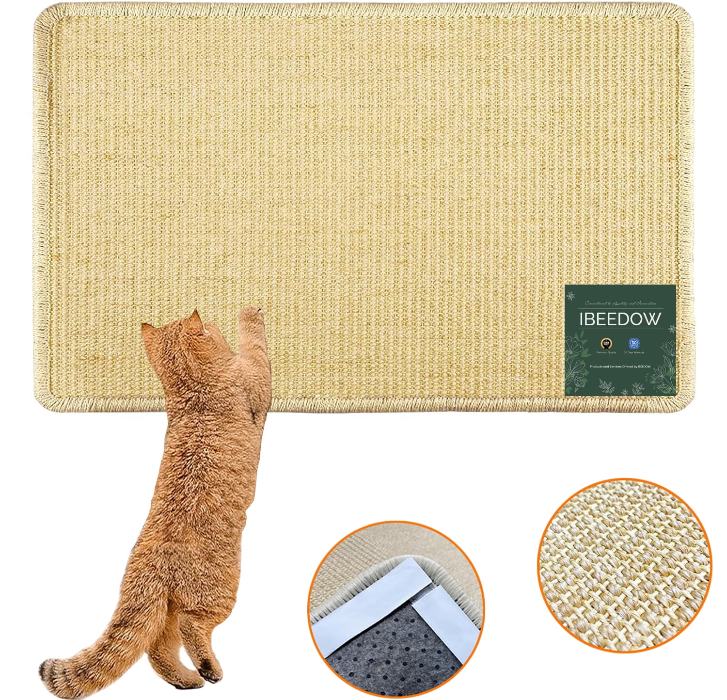 IBEEDOW Cat Scratcher Mat, 23.6 X 15.7 Inch Sisal Cat Scratch Mats, Cat ...