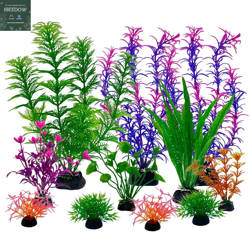 "Ibeedow Aquarium Decorations, 11pcs Artificial Plants, 2"" to 7.9 ...