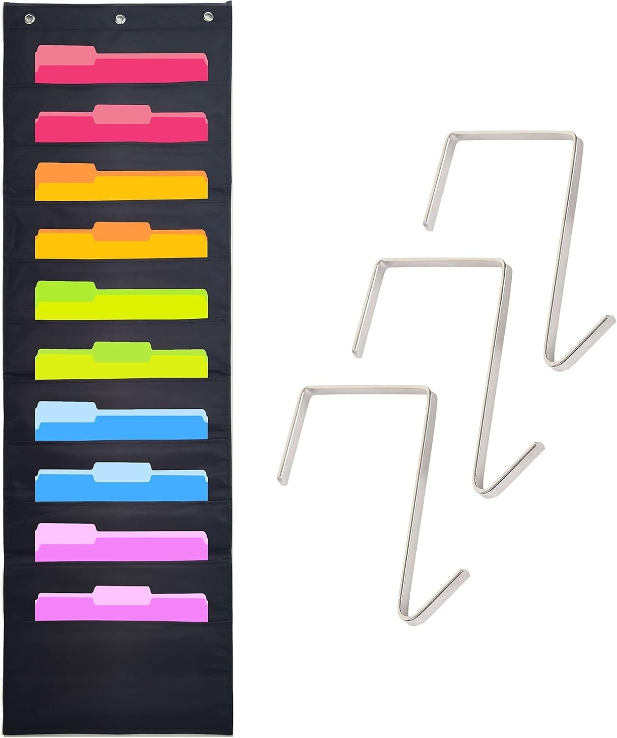 IBEEDOW Wall Hanging File Organizer with 10 Pockets, Wall File ...