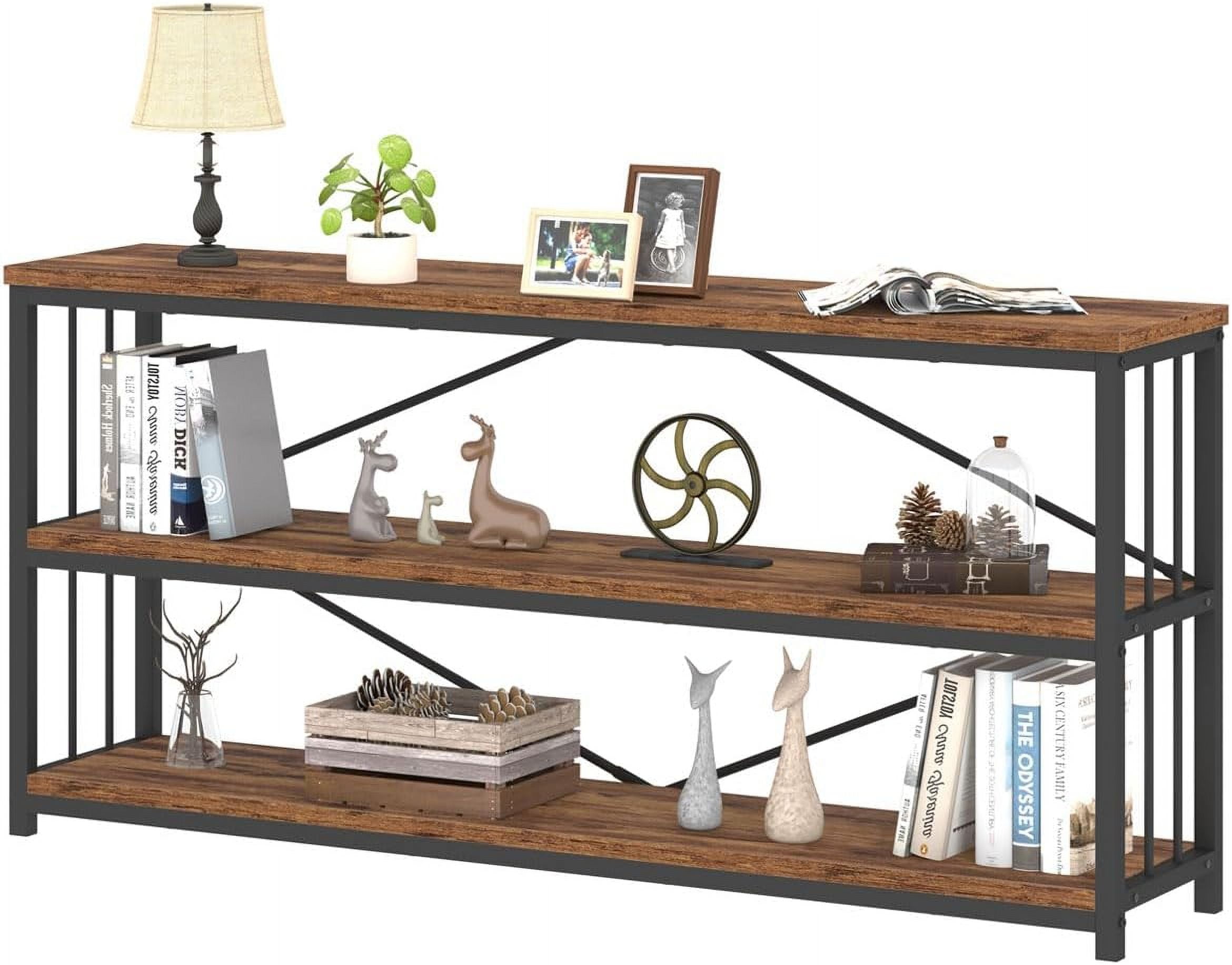 IBF 3 Tier Bookshelf Storage Organizer, Industrial Short Wide Open ...