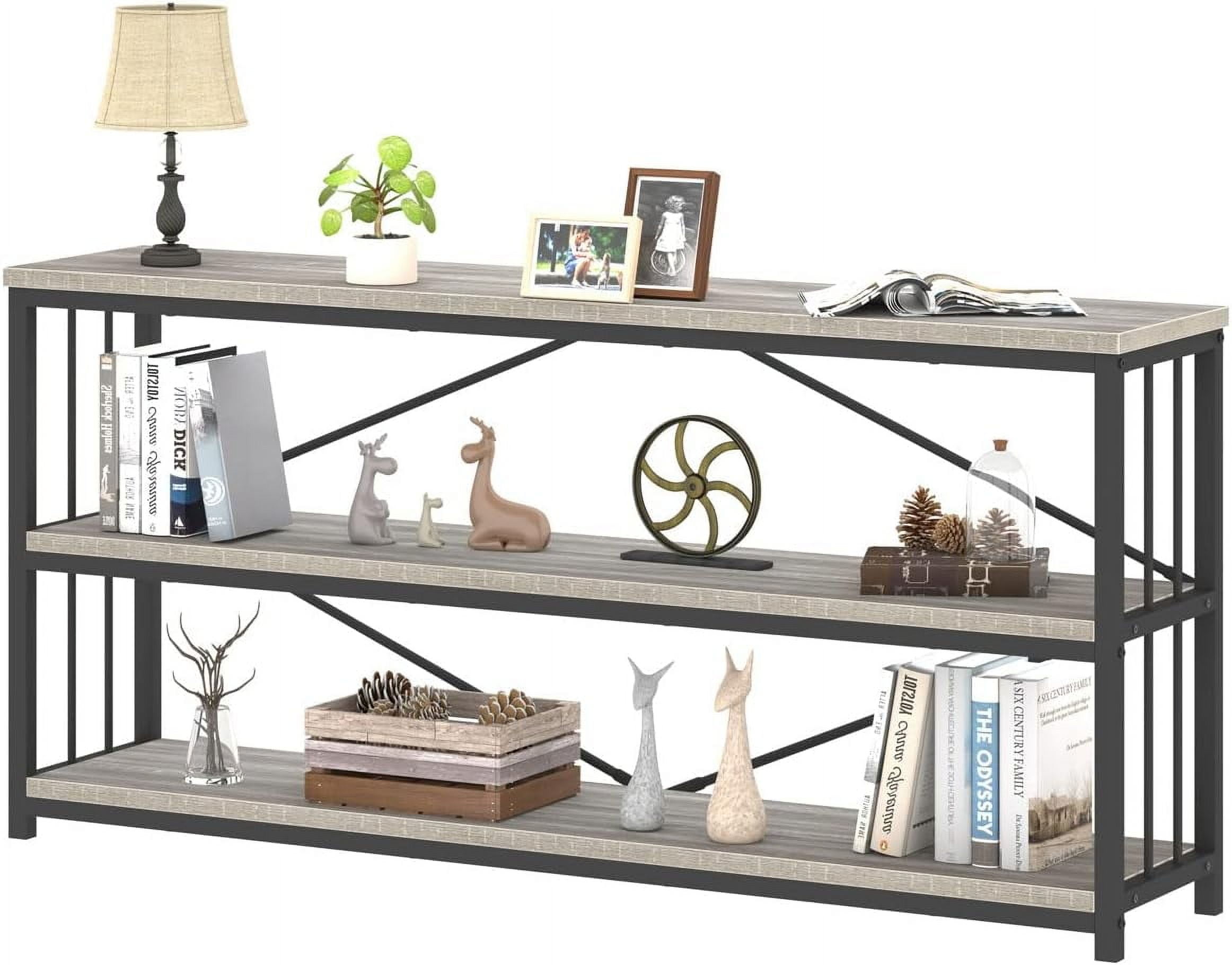 IBF Low Long Horizontal Bookshelf, Industrial Modern 3 Tier Etagere ...
