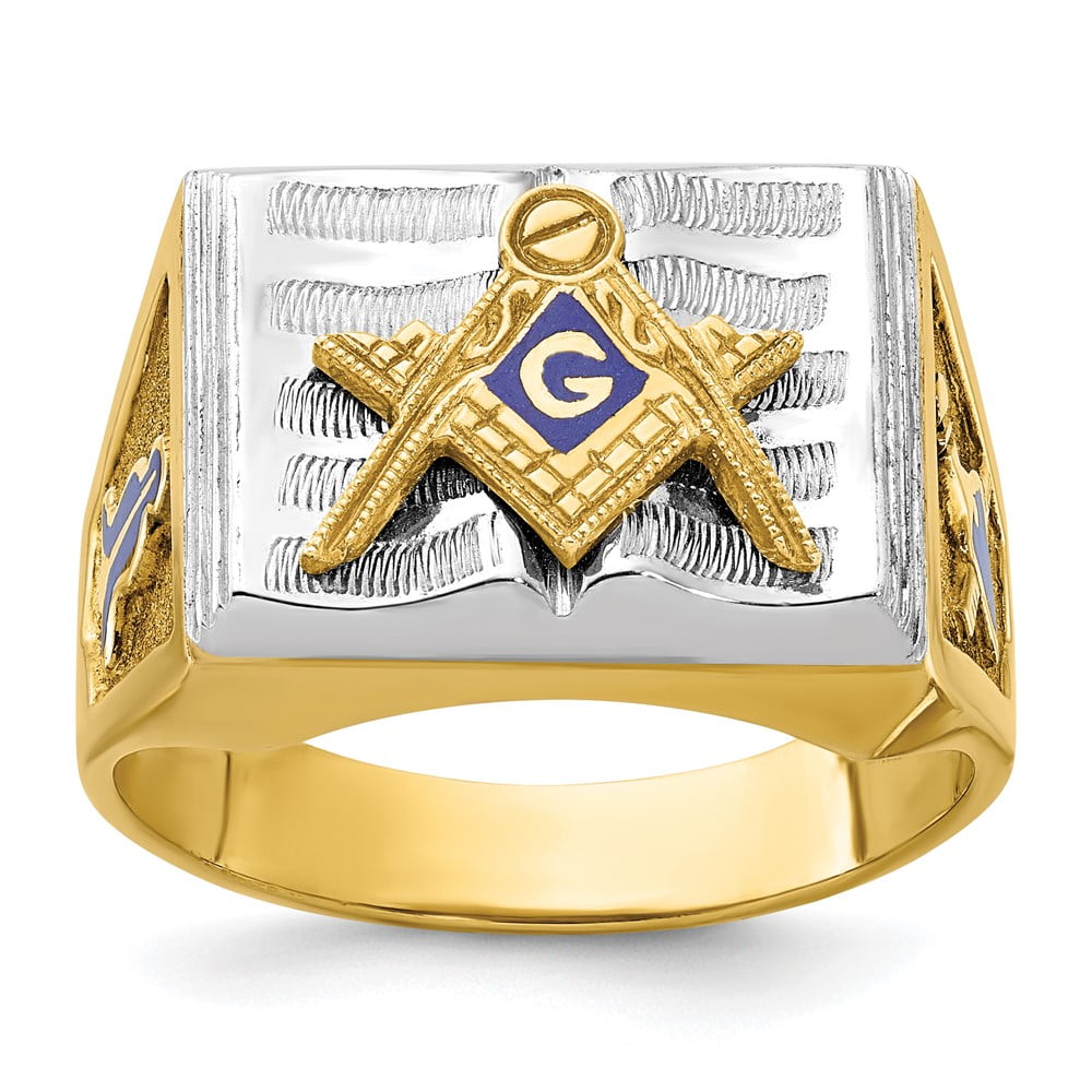 IBGoodman 10k Two-tone Men's Polished and Textured with Blue Enamel ...