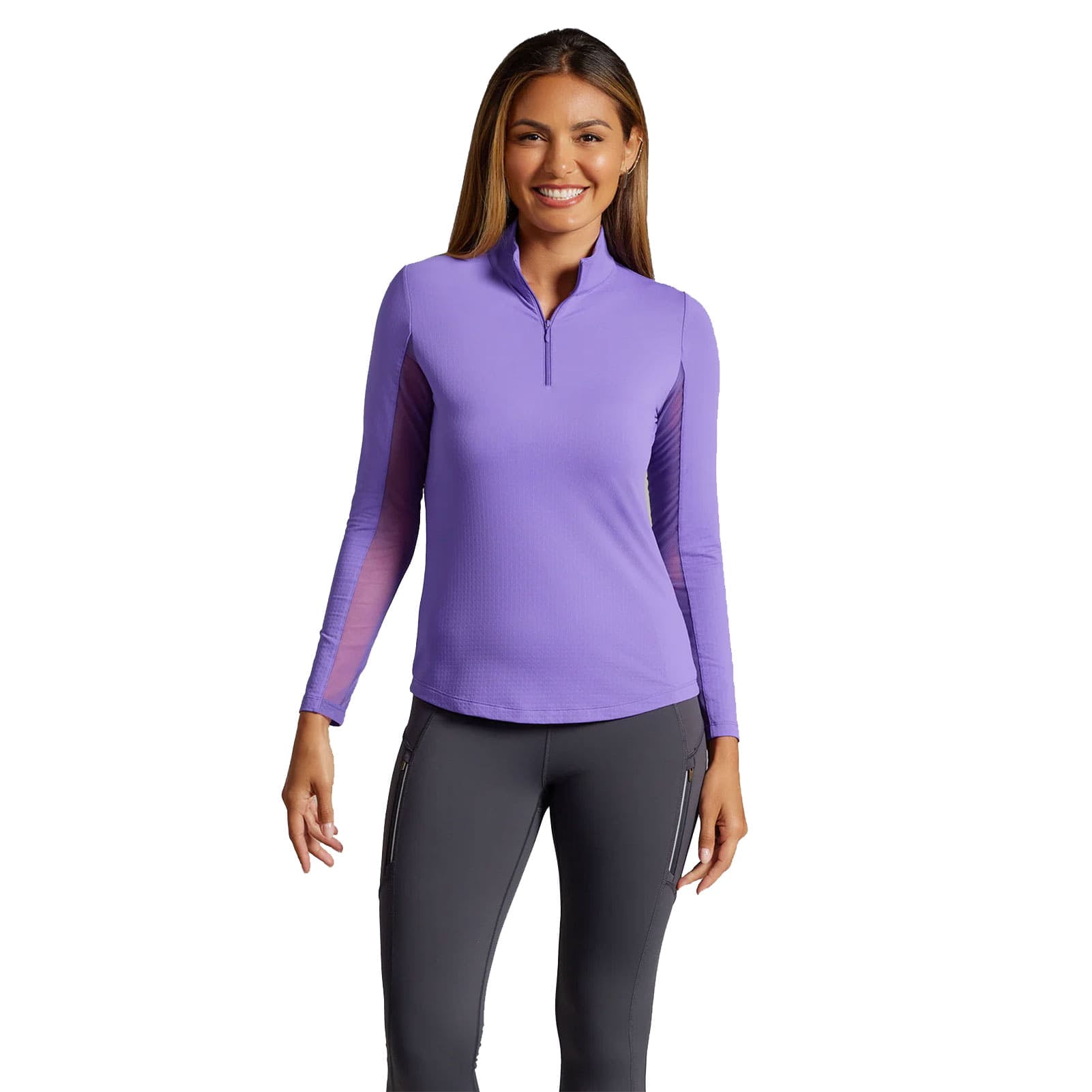 IBKUL Adult Female Solid Long Sleeve Mock Neck Top, Color: Plum, Size ...