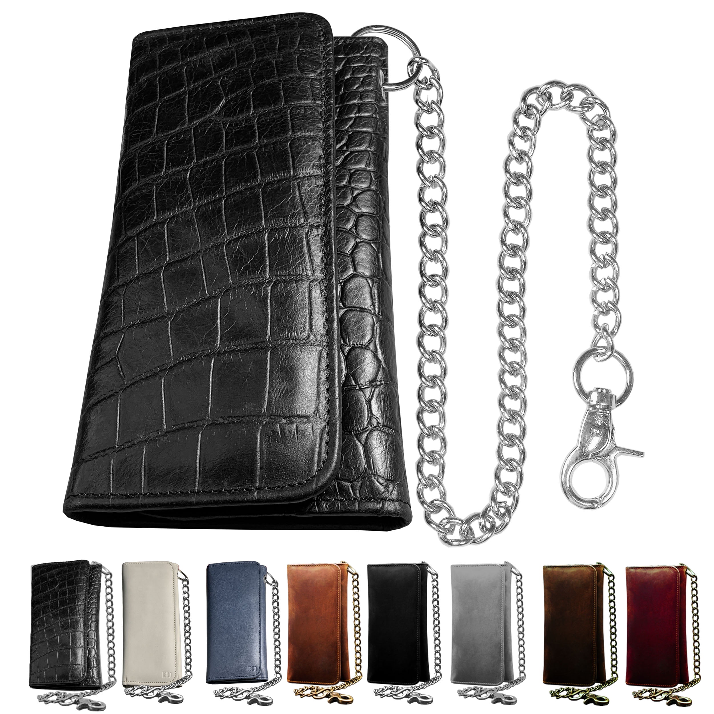 IBRO Motorcycle Chain Wallet for Men, 100% Natural Genuine Leather ...