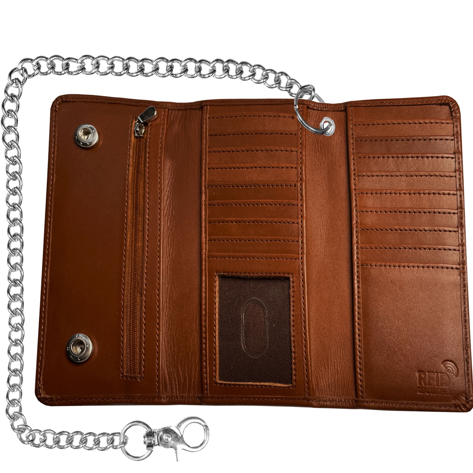 IBRO Motorcycle Chain Wallet for Men, 100% Natural Genuine Leather ...