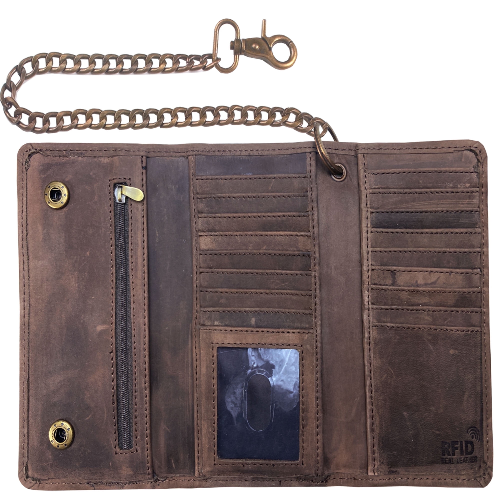 IBRO Motorcycle Chain Wallet for Men - 100% Natural Genuine Leather ...