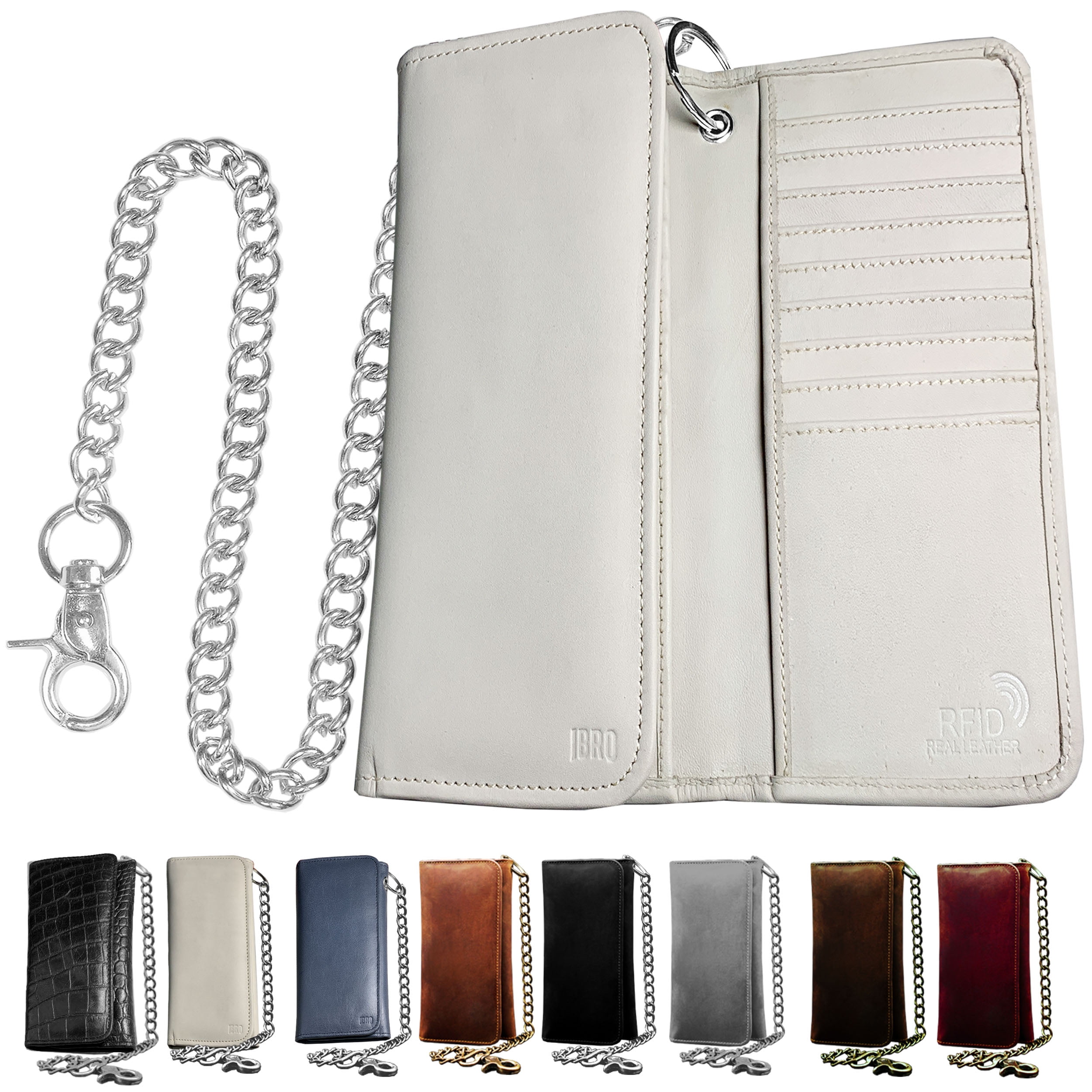 IBRO Motorcycle Chain Wallet for Men, 100% Natural Genuine Leather ...