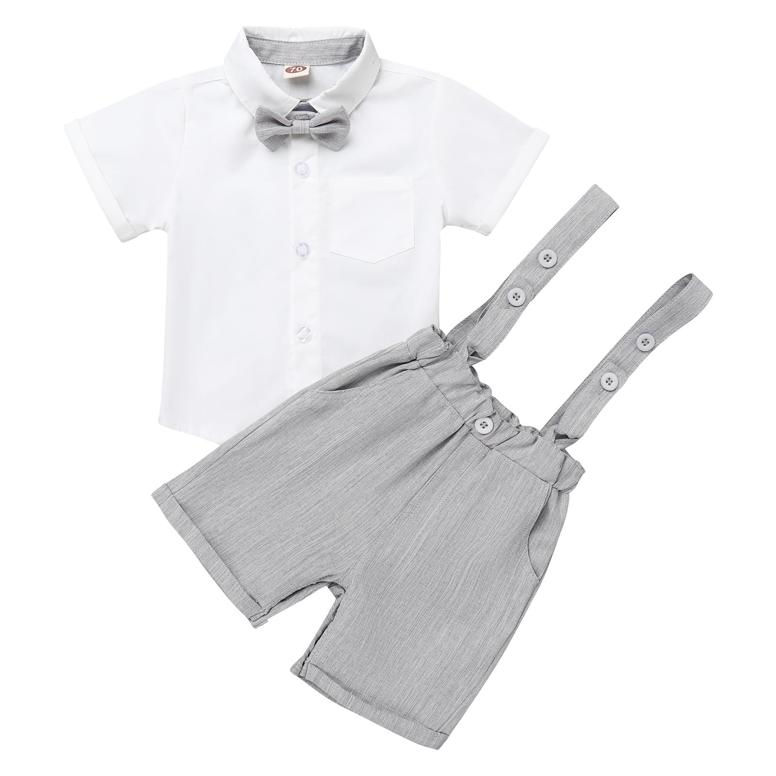 IBTOM CASTLE Baby Boys Formal Baptism Suit Set Short Sleeve Bowtie T ...