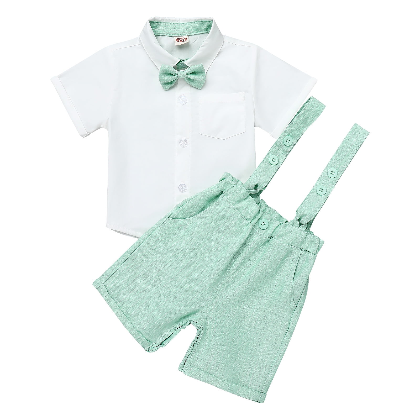 IBTOM CASTLE Baby Boys Formal Baptism Suit Set Short Sleeve Bowtie T ...