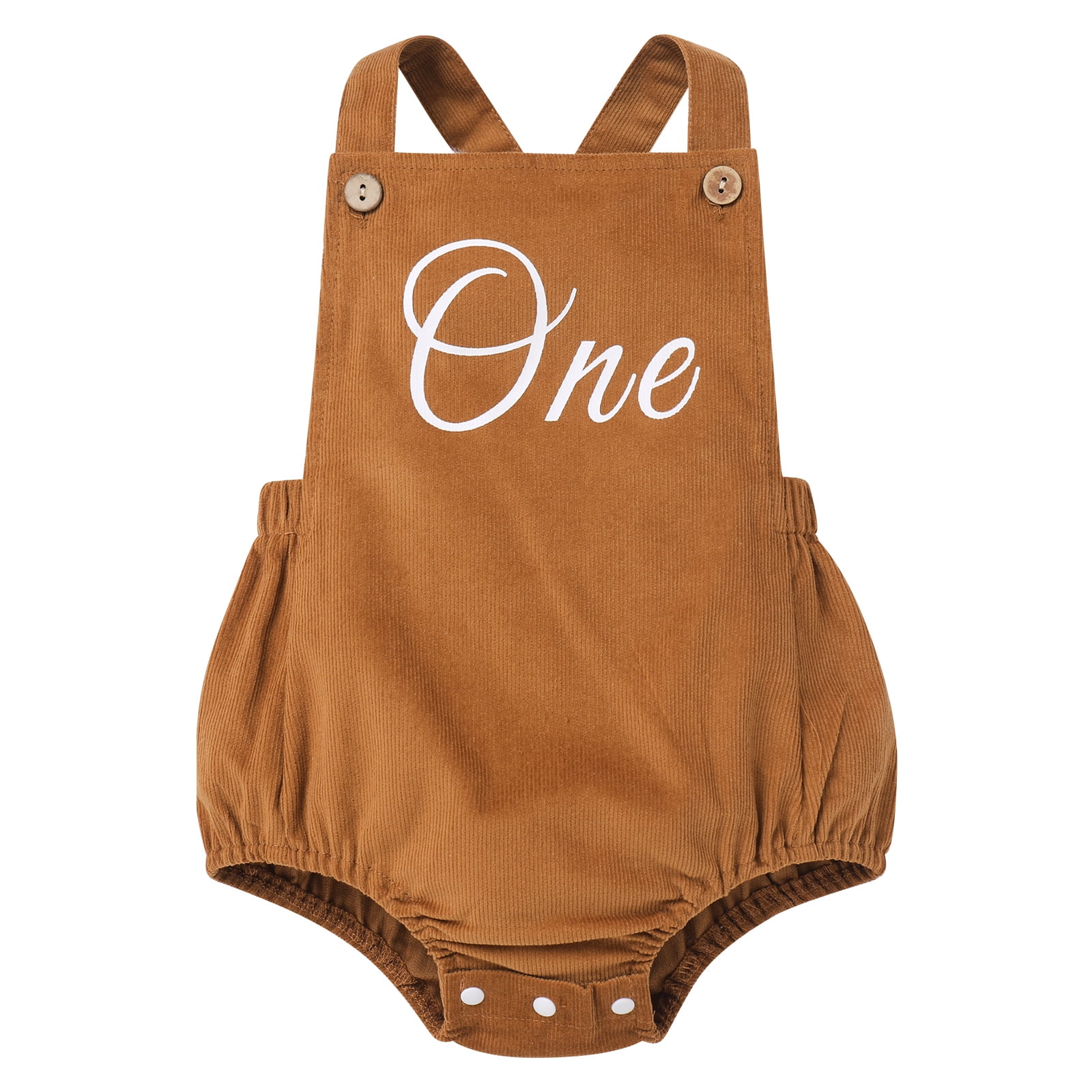 Ibtom Castle Baby First Birthday Outfit, Backless Corduroy Romper, 12 ...