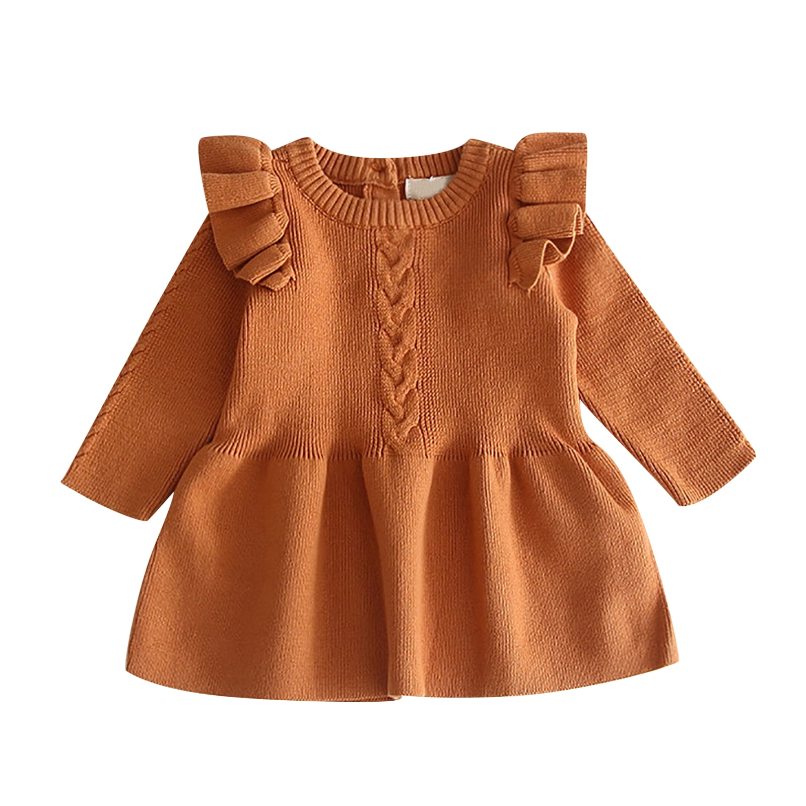 IBTOM CASTLE Toddler Baby Girl Ribbed Knit Sweater Dress Kids Ruffle ...