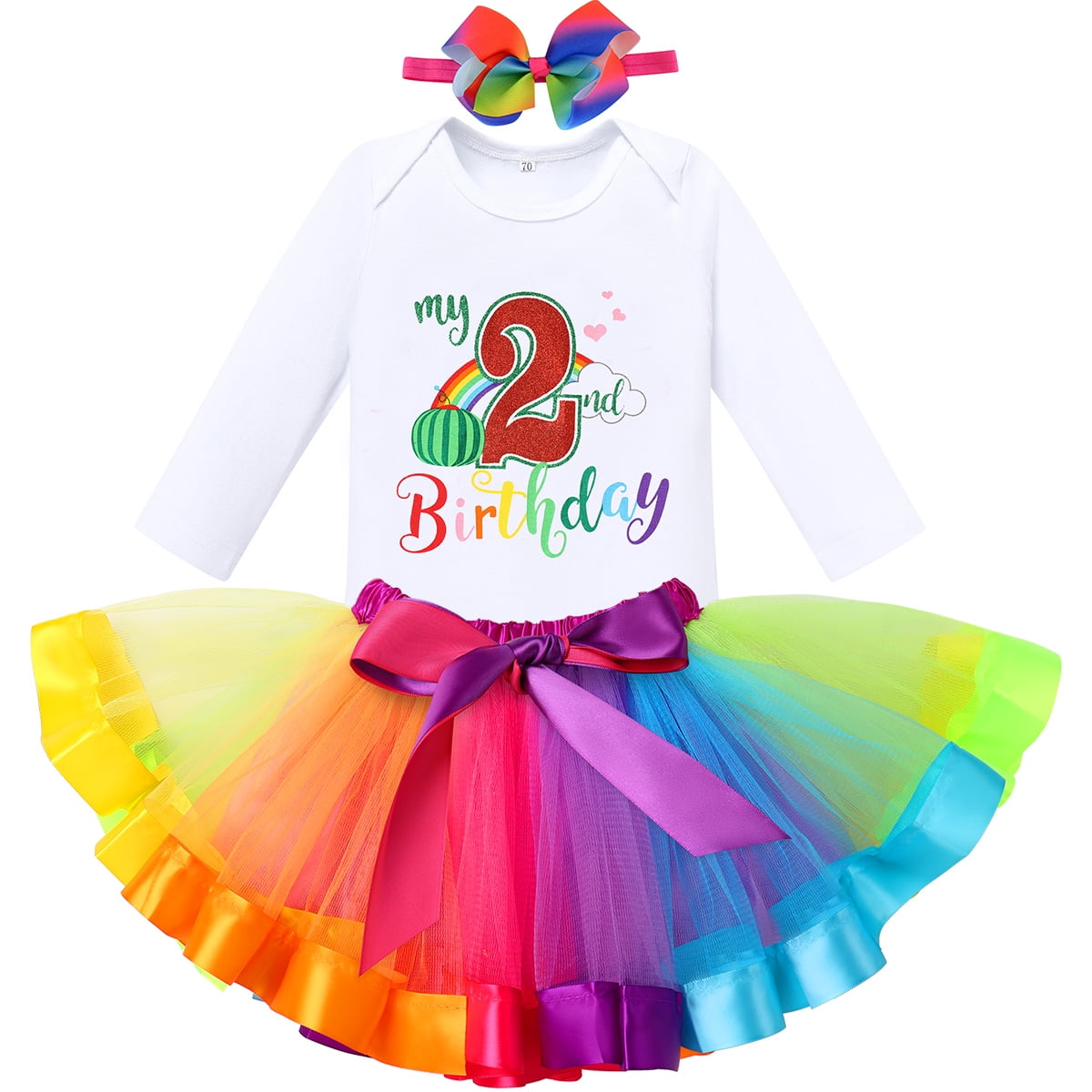 IBTOM CASTLE 1st/2nd/3rd Birthday Watermelon Outfit Set for Baby Girls ...