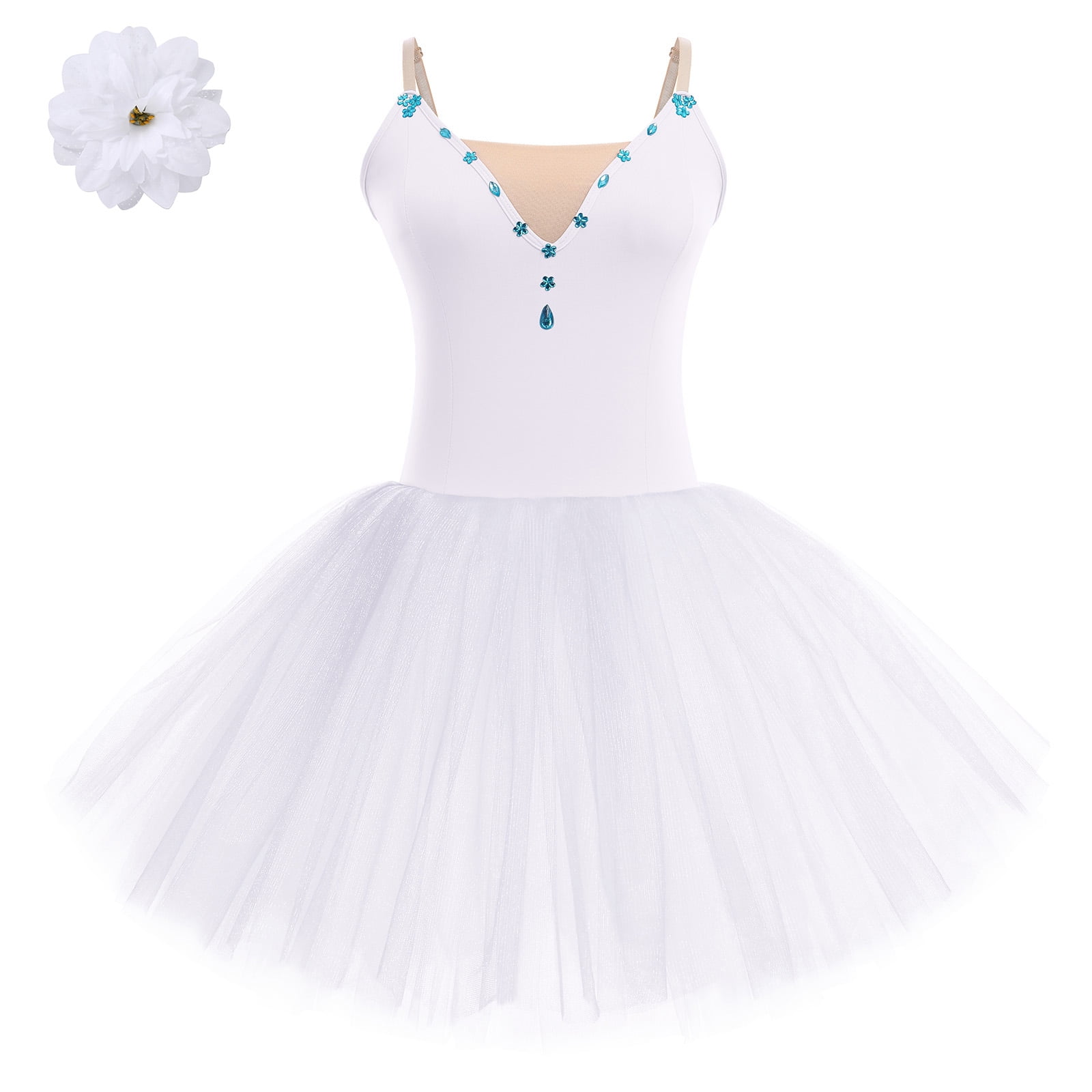 IBTOM CASTLE Ballet Dance Dress for Women Sleeveless Shiny Rhinestone ...