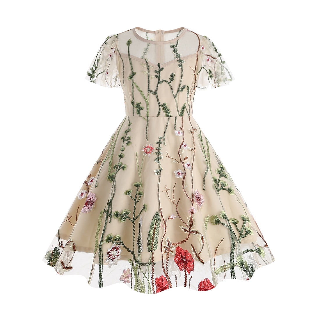 IBTOM CASTLE Embroidery Flower Girl Lace Dress for Kids Wedding Pageant ...