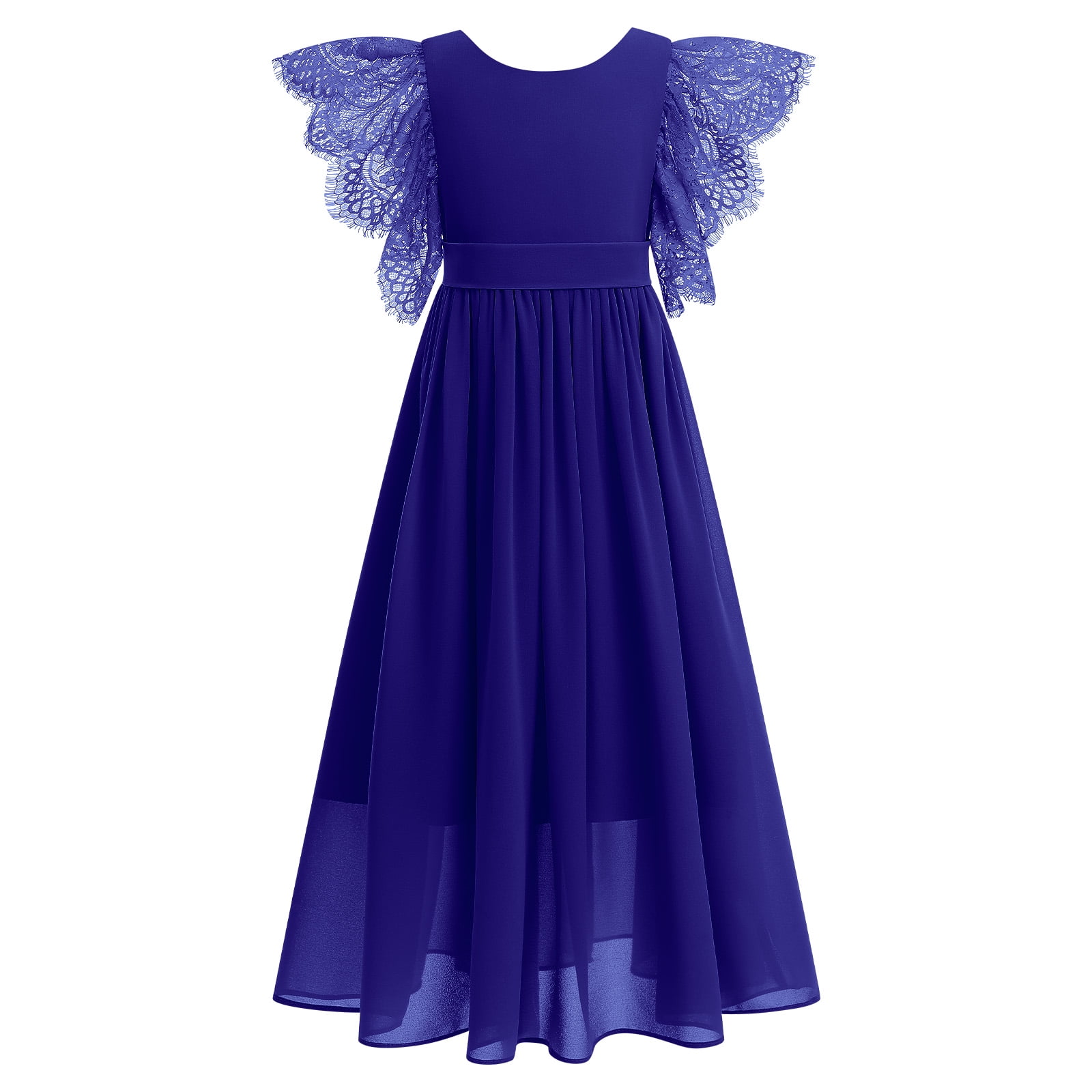 IBTOM CASTLE Flower Girl Flowy Ruffle Chiffon Trim A-Line Dress for Kid ...