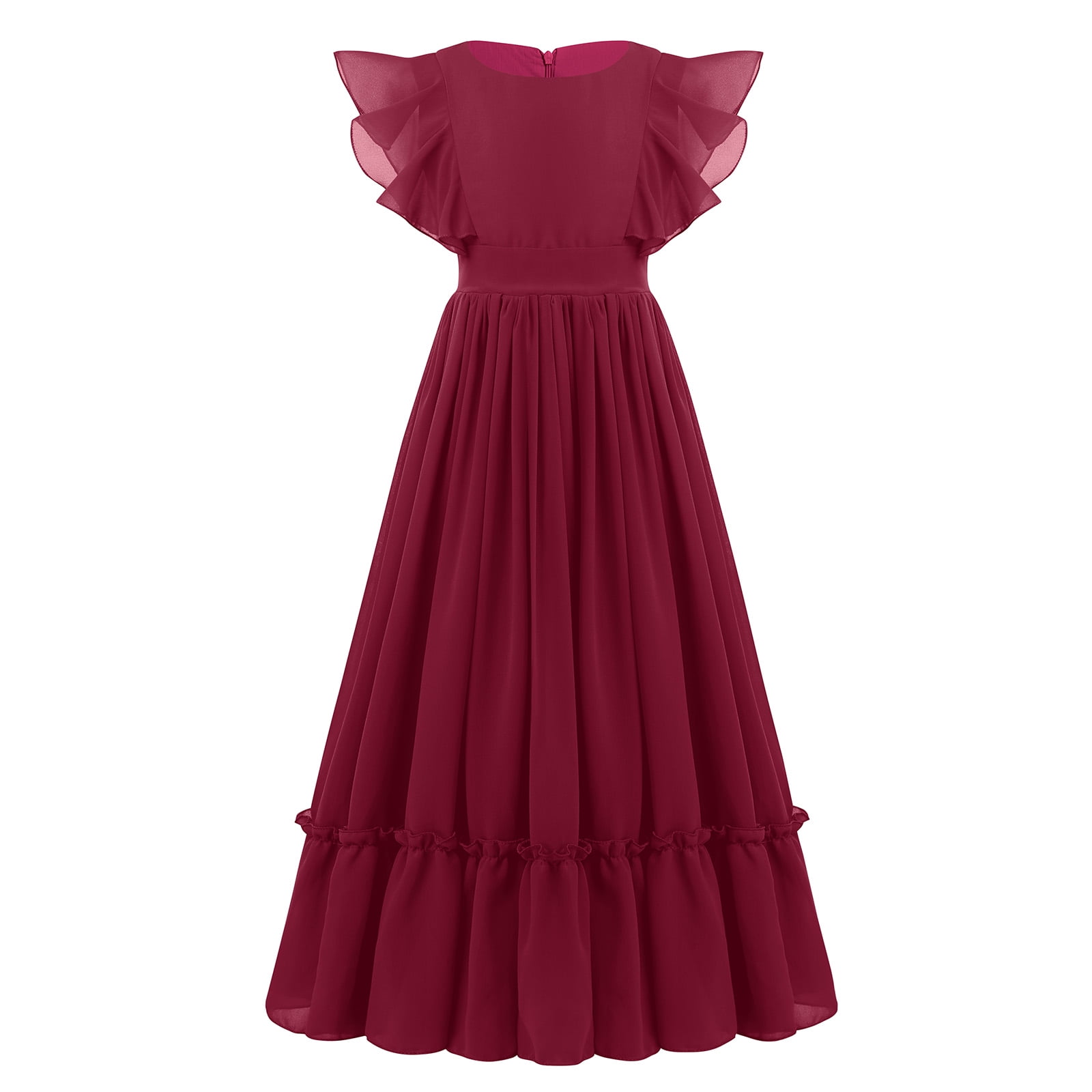 IBTOM CASTLE Flower Girl Flowy Ruffle Chiffon Trim A-Line Dress for Kid ...