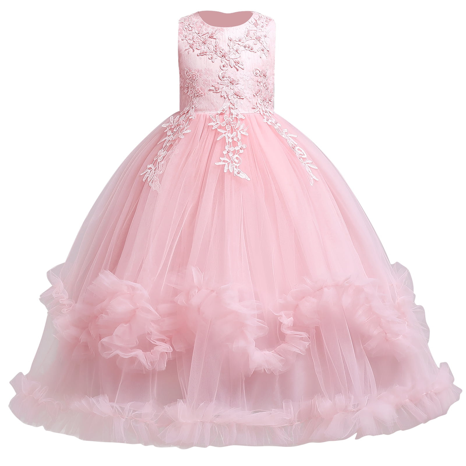 IBTOM CASTLE Flower Girl Princess Floral Boho Lace Embroidered Pageant ...