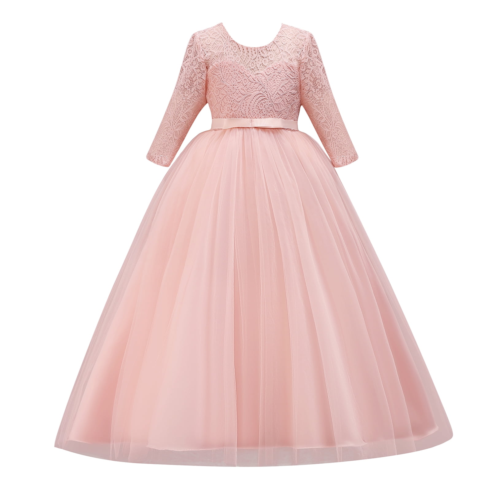 IBTOM CASTLE Flower Girls 3/4 Sleeve Deep V-Back Tulle Vintage Lace ...