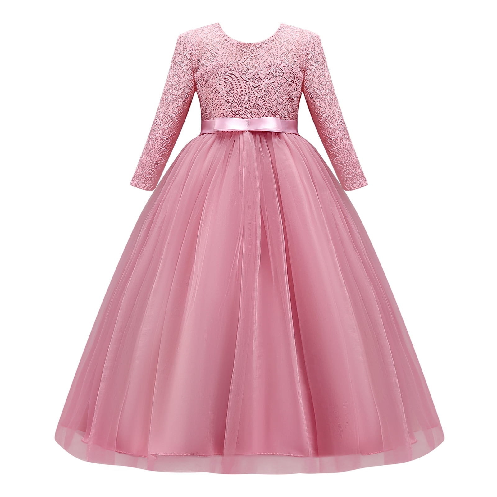 IBTOM CASTLE Flower Girls 3/4 Sleeve Deep V-Back Tulle Vintage Lace ...
