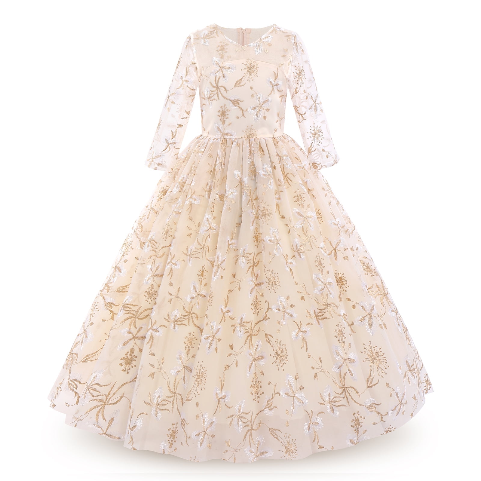 Ibtom Castle Flower Girls Vintage Floral Boho Lace 3 4 Sleeves Princess