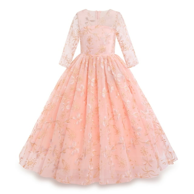 Ibtom Castle Flower Girls Vintage Floral Boho Lace 3 4 Sleeves Princess
