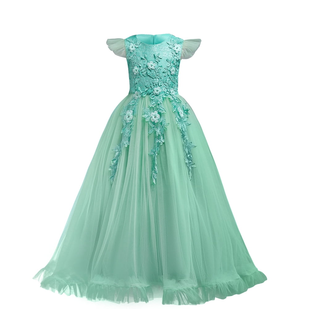 IBTOM CASTLE Flower Little Big Girls Maxi Dress Bridesmaid Wedding ...