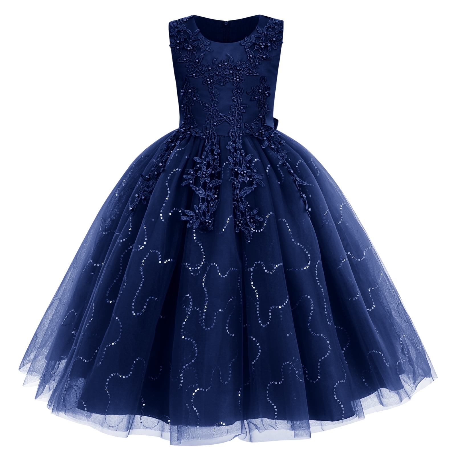 IBTOM CASTLE Flowers Girls Tulle Lace Dress for Kids Wedding Bridesmaid ...
