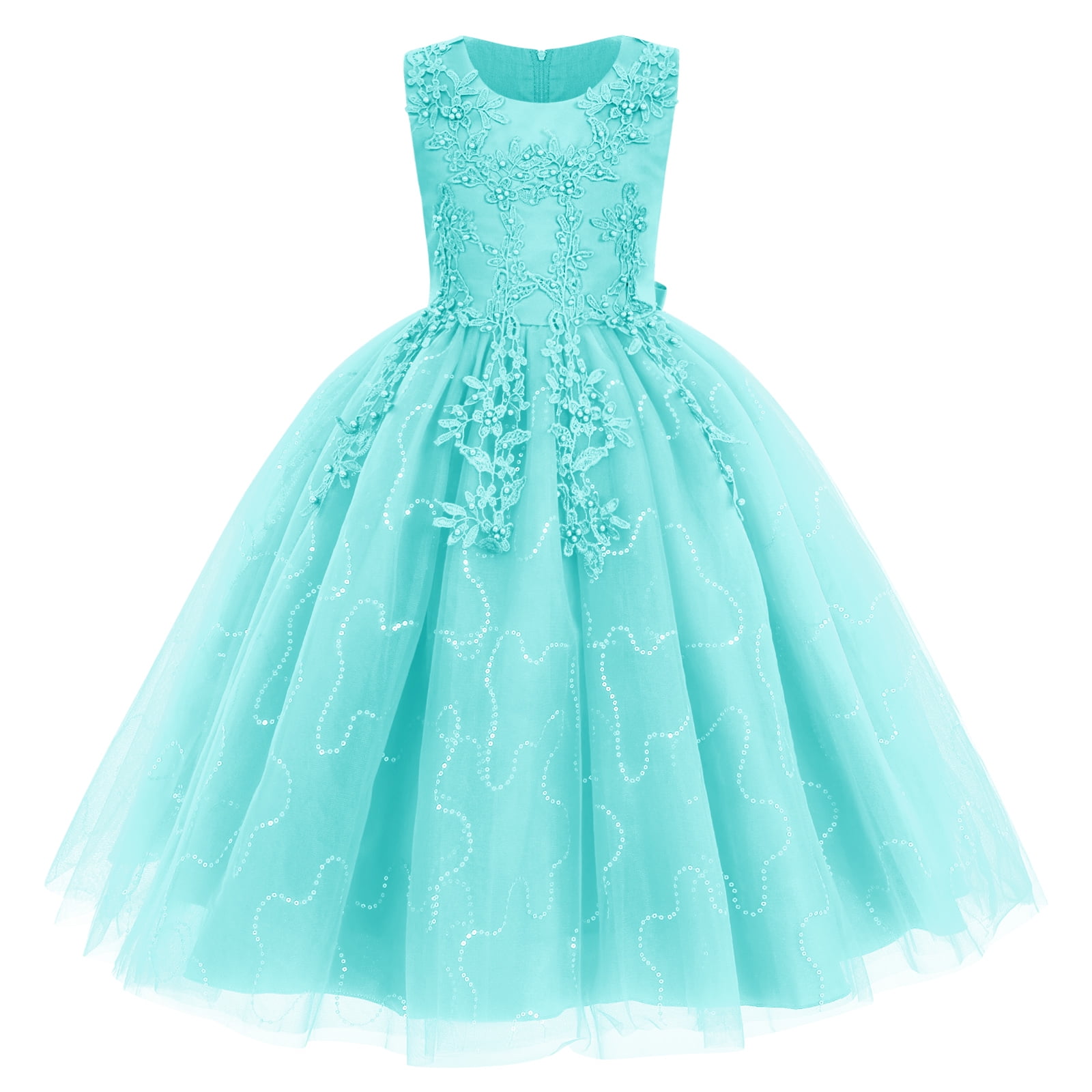 IBTOM CASTLE Flowers Girls Tulle Lace Dress for Kids Wedding Bridesmaid ...