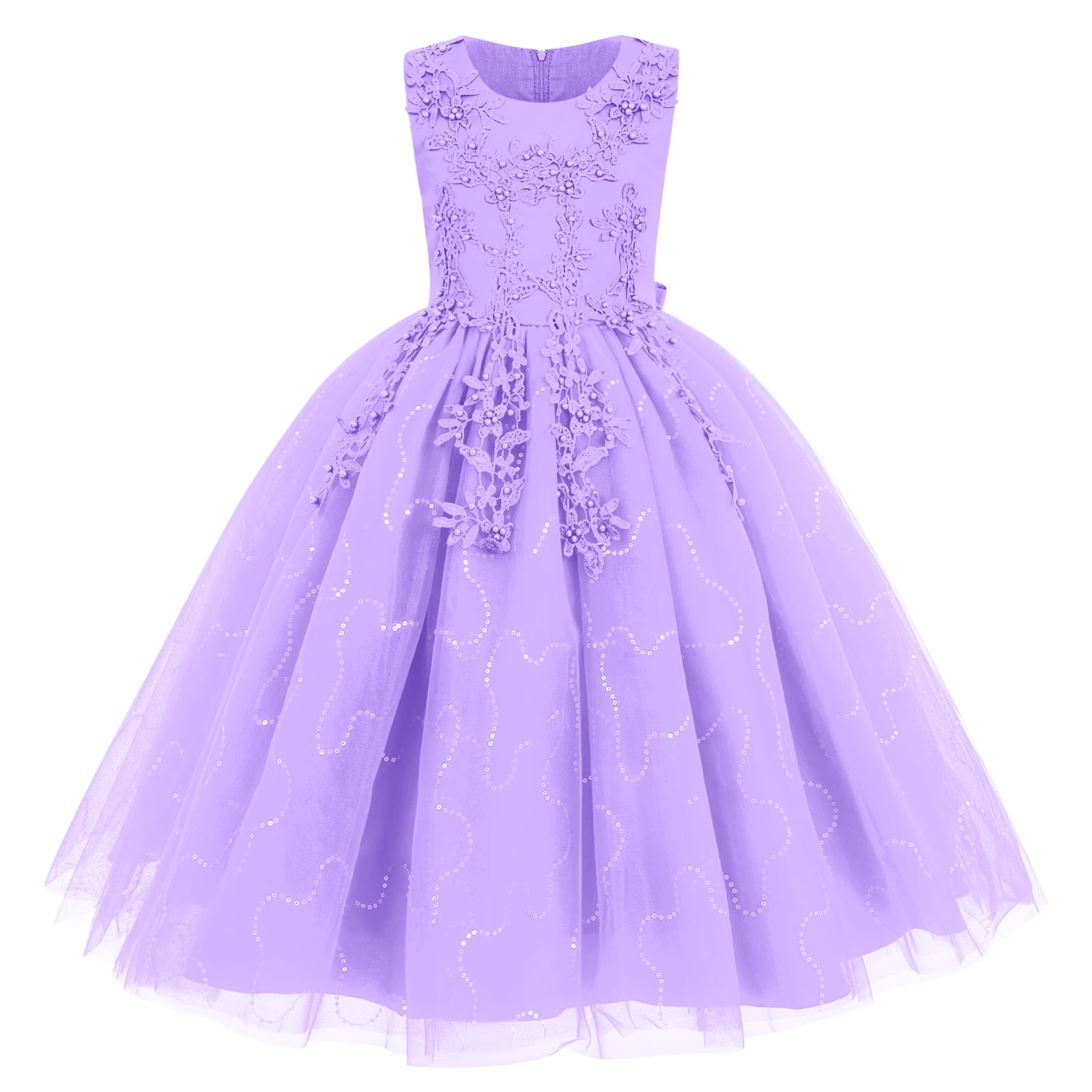 IBTOM CASTLE Flowers Girls Tulle Lace Dress for Kids Wedding Bridesmaid ...