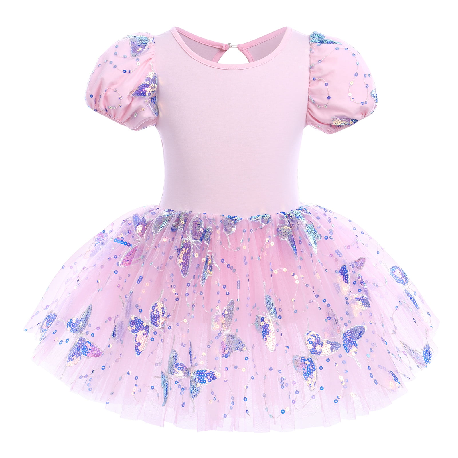IBTOM CASTLE Girls Ballet Leotards Dance Wear Butterfly Shiny Sequins ...