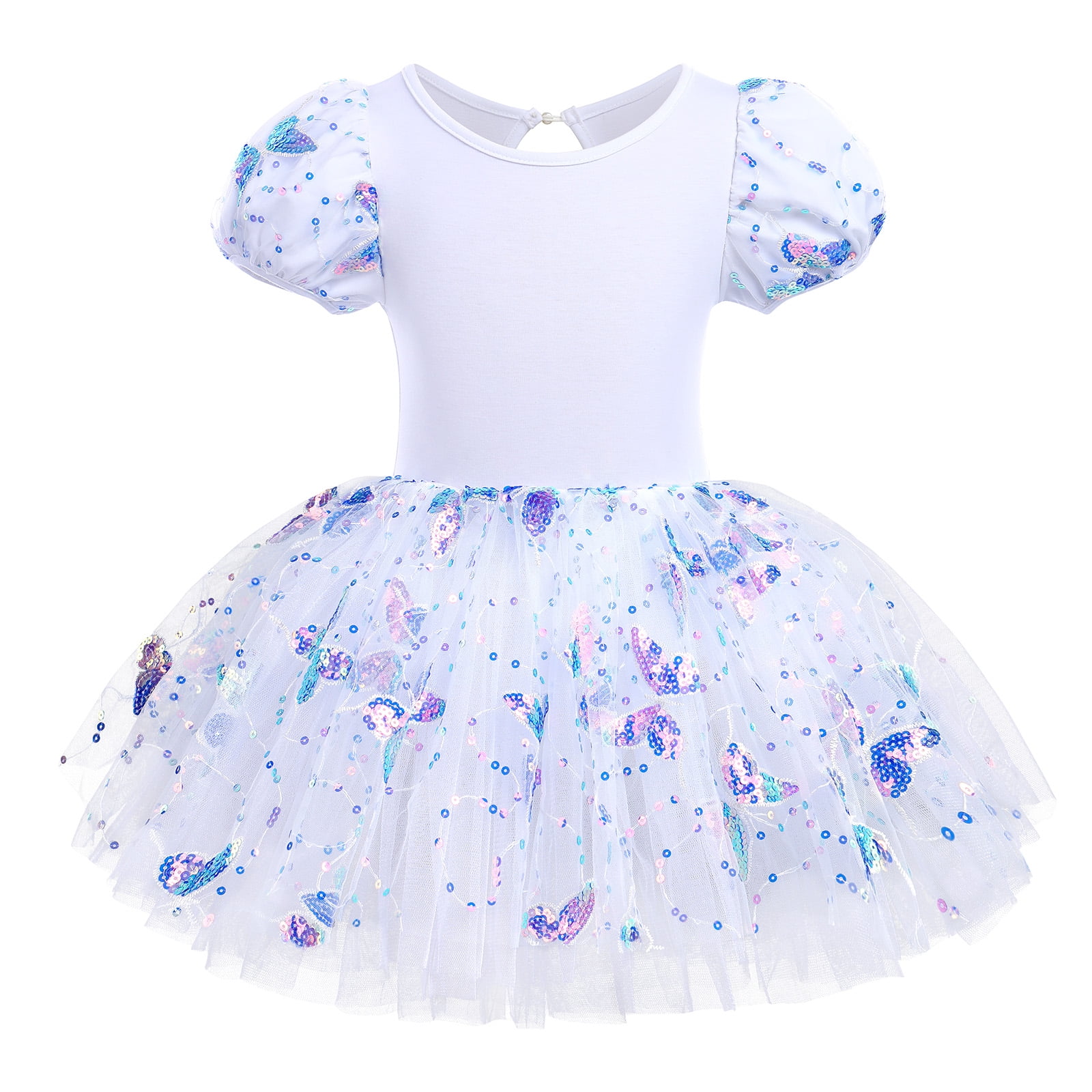 IBTOM CASTLE Girls Ballet Leotards Dance Wear Butterfly Shiny Sequins ...