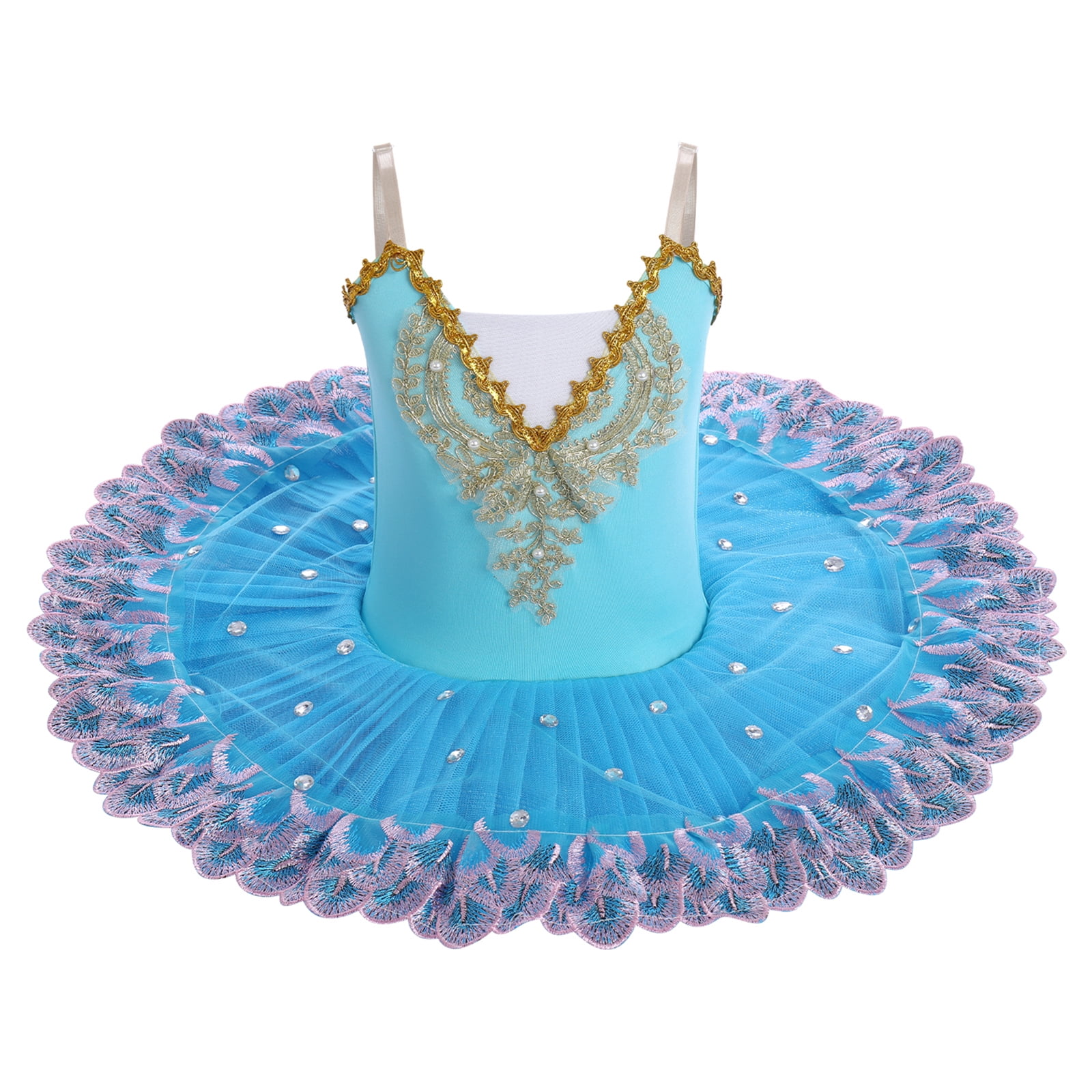 IBTOM CASTLE Girls Ballet Leotards with Platter Tutu Professional Hard ...