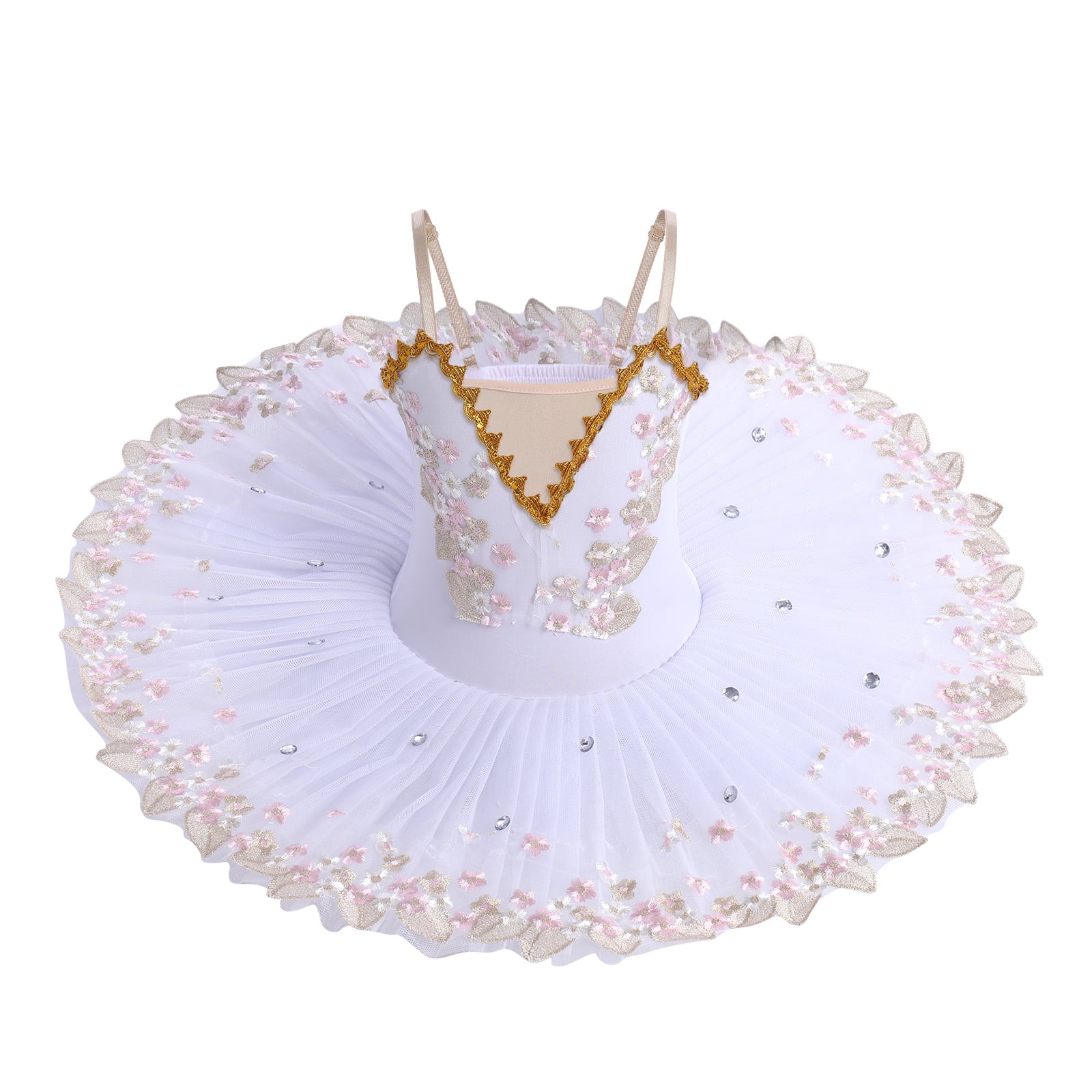 Ibtom Castle Girls Ballet Leotards With Platter Tutu Professional Hard Organdy Camisole Skirt