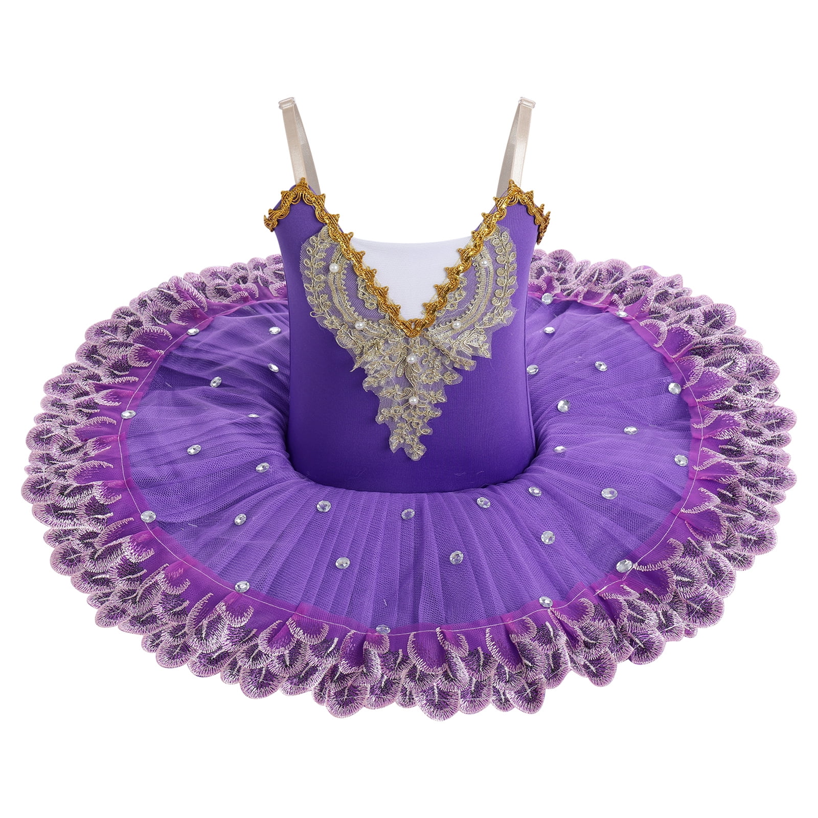 IBTOM CASTLE Girls Ballet Leotards with Platter Tutu Professional Hard ...