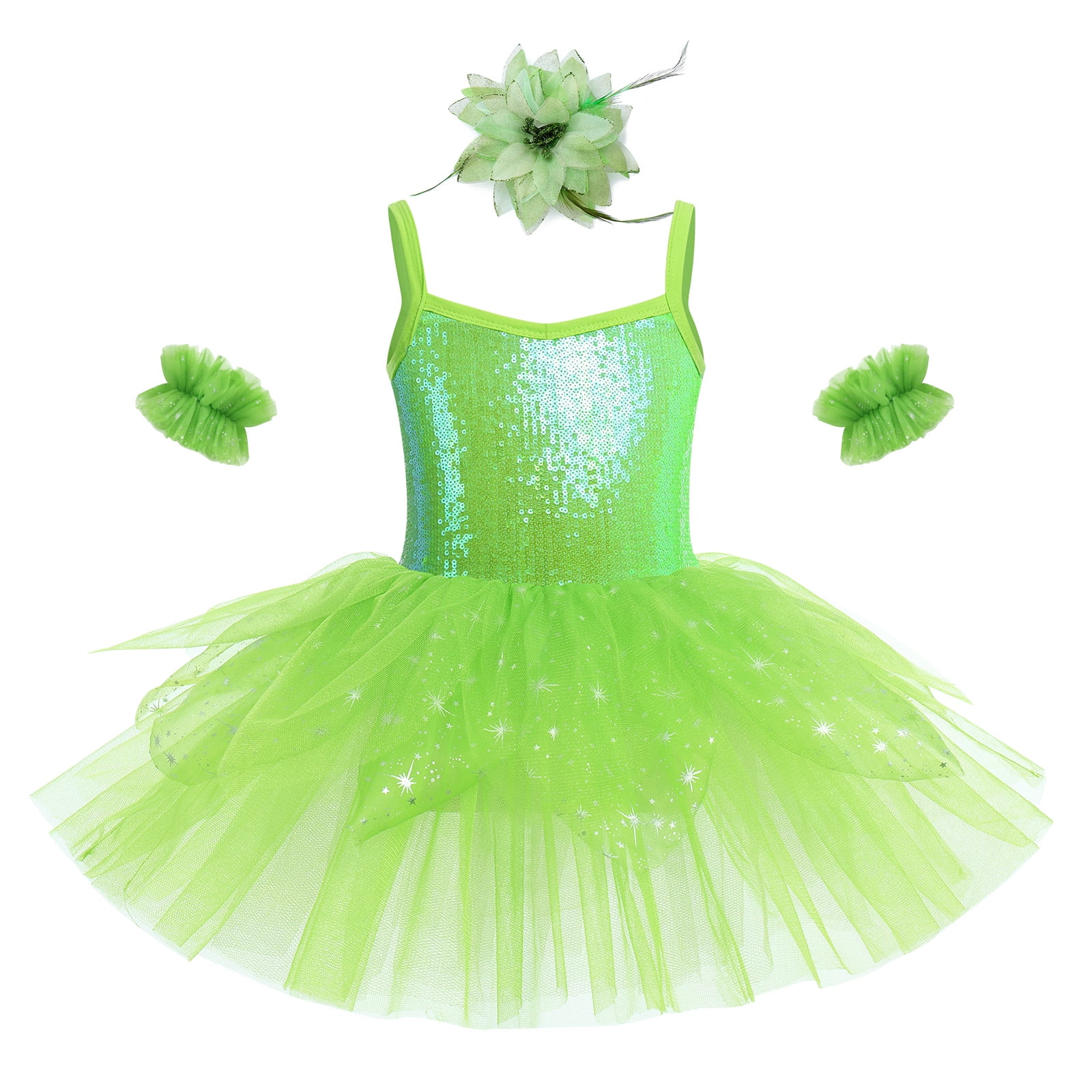 IBTOM CASTLE Girls Sequin Ballet Dance Dress Tutu Skirt Leotard ...