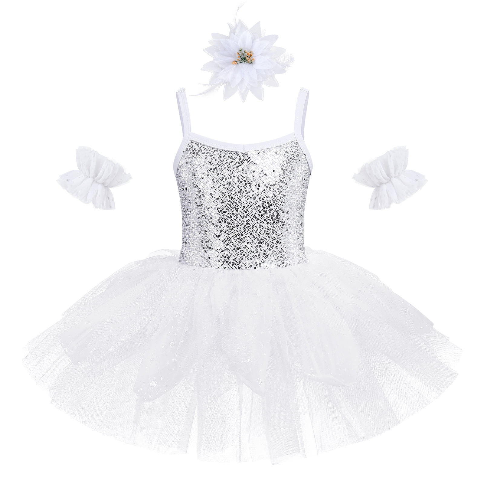 IBTOM CASTLE Girls Sequin Ballet Dance Dress Tutu Skirt Leotard ...