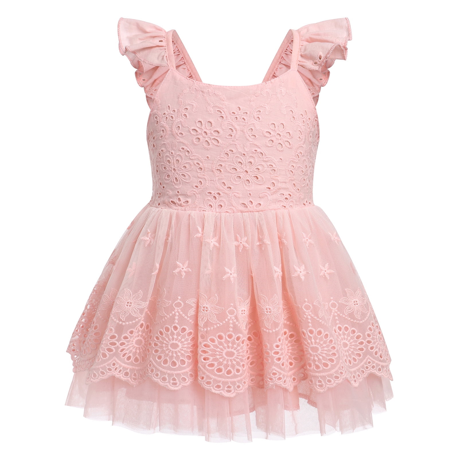IBTOM CASTLE Infant Baby Girls Boho Lace Tutu Dress Flutter Sleeve ...