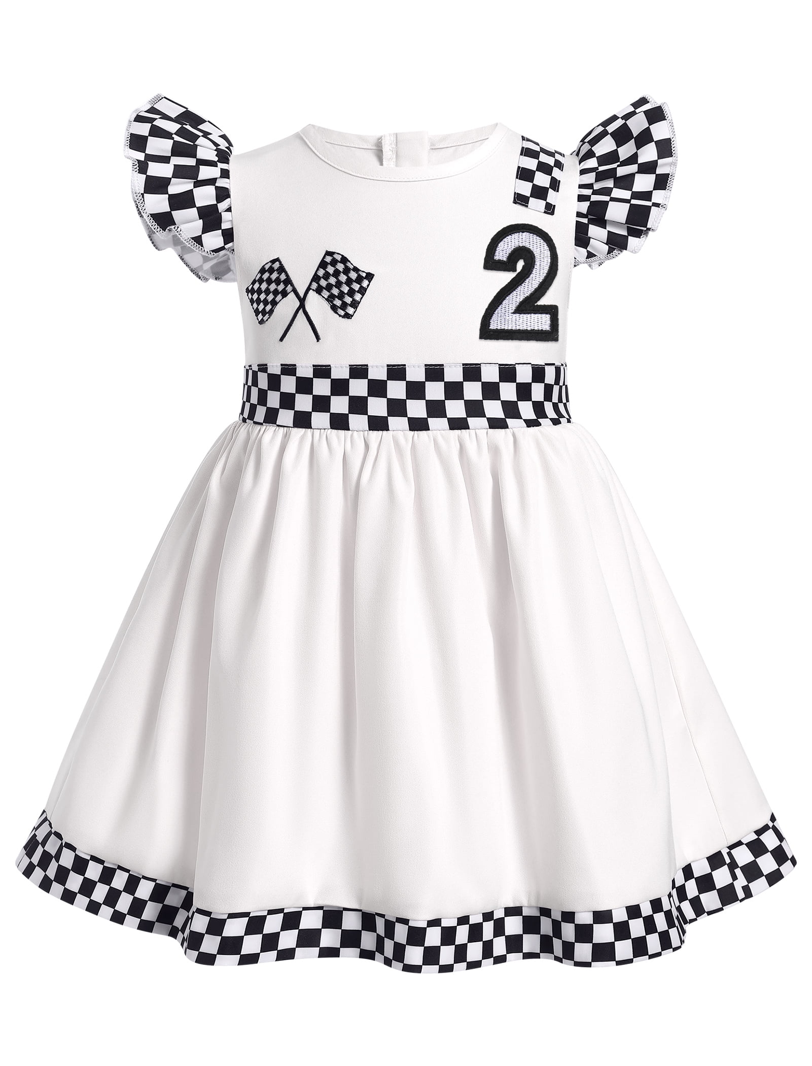 IBTOM CASTLE Infant Girl 1st 2nd Birthday Dress Race Car Driver Dress ...