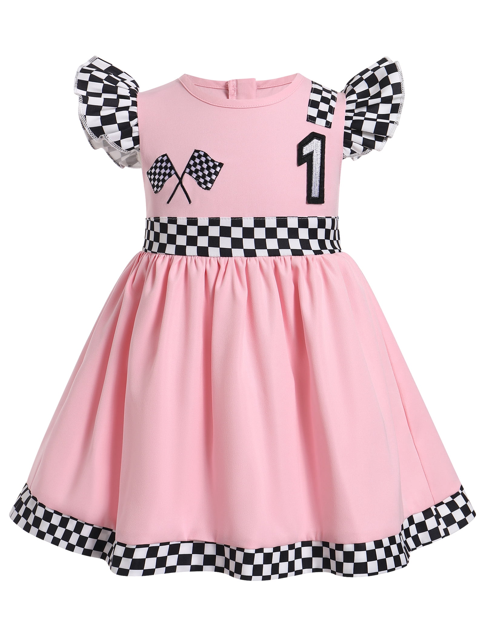 IBTOM CASTLE Infant Girl 1st 2nd Birthday Dress Race Car Driver Dress ...