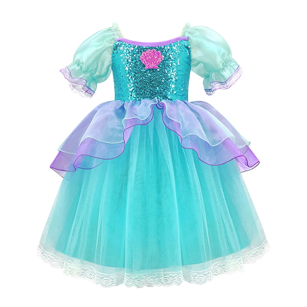 IBTOM CASTLE Kid Girls Mermaid Dress Princess Sequin Tutu Halloween ...