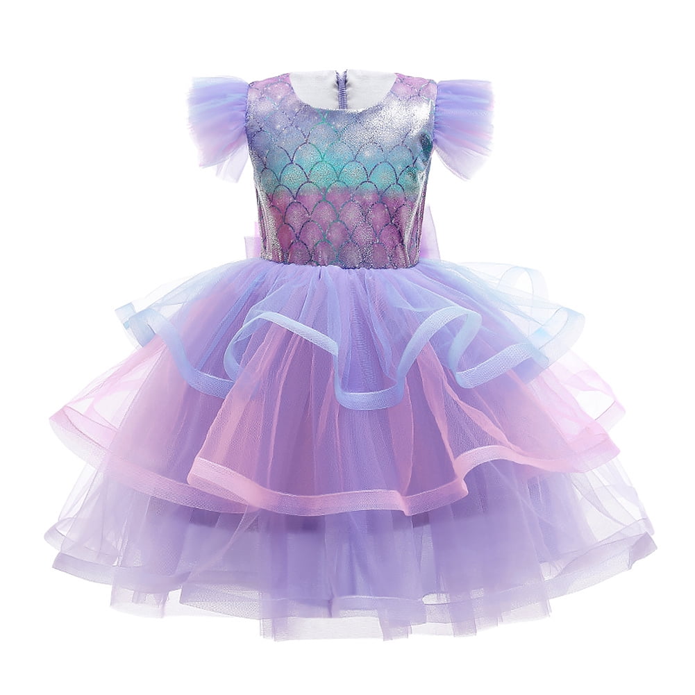 IBTOM CASTLE Kid Girls Mermaid Dress Princess Sequin Tutu Halloween ...