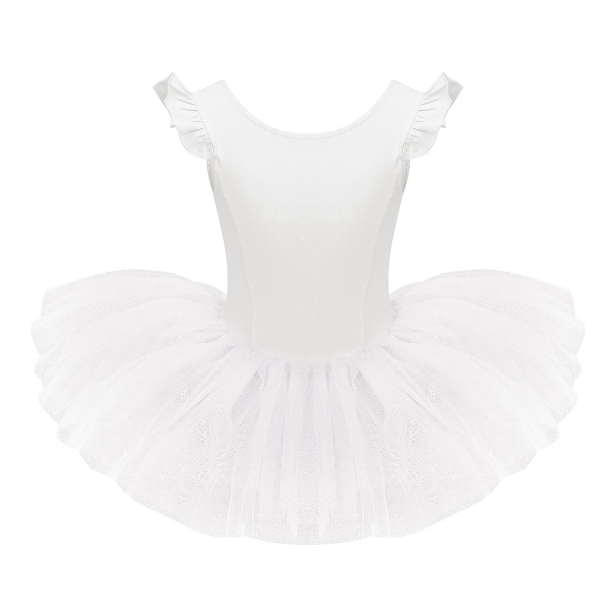 IBTOM CASTLE Toddler Kids Girls Ruffle Flutter Sleeve Ballet Dance Tutu ...
