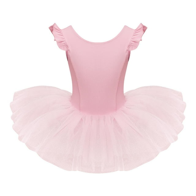 IBTOM CASTLE Toddler Kids Girls Ruffle Flutter Sleeve Ballet Dance Tutu ...