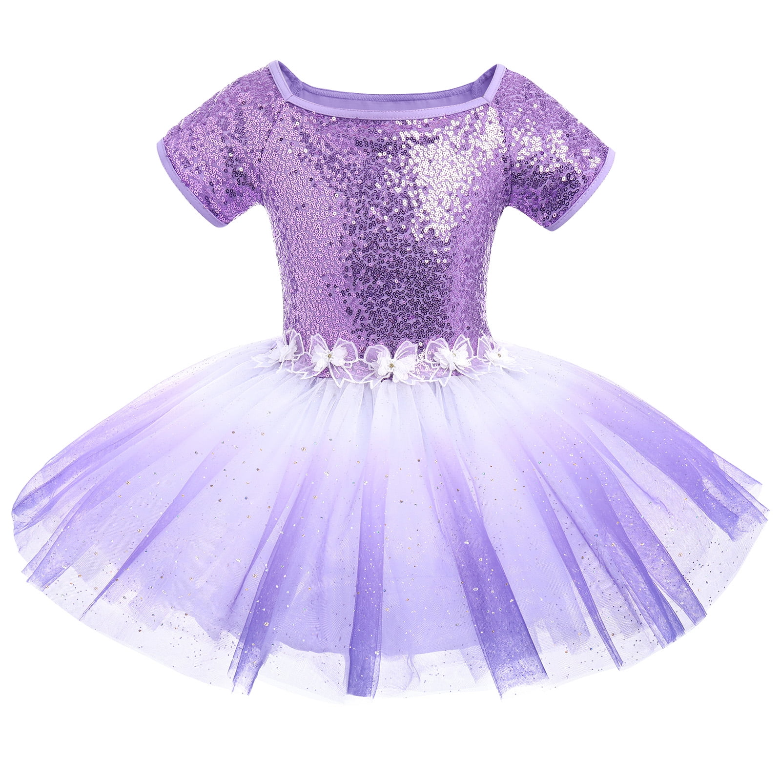 IBTOM CASTLE Kid Toddler Girls Sequin Ballet Dance Dress Glitter Flower ...